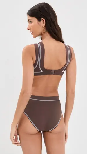 Staud One Piece With Cut Out And Contrast Stitching - Java
