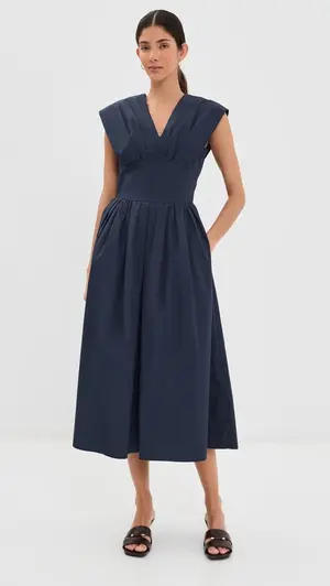 Rosie Assoulin In Full Bloom Midi Dress - Navy