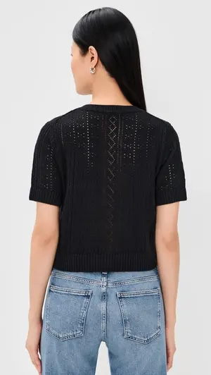 ALEX MILL Elle Pointelle Knit Cardigan - Black