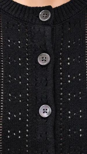 ALEX MILL Elle Pointelle Knit Cardigan - Black