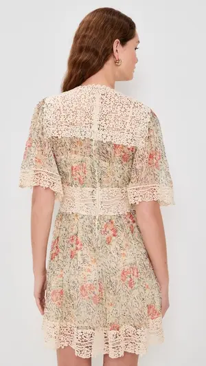 Sea Luisa Print Mini Dress With Guipure Lace