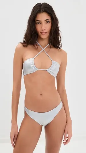 Staud Coto Bikini Bottoms - Silver