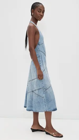 EB DENIM Delphi Pieced Halter Midi Dress
