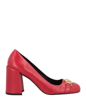 Versace Snakeskin-print Leather Pumps With Block Heel
