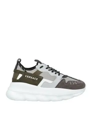 Versace Sneakers In Textile Fibers And Leather - Grey