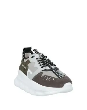 Versace Sneakers In Textile Fibers And Leather - Grey