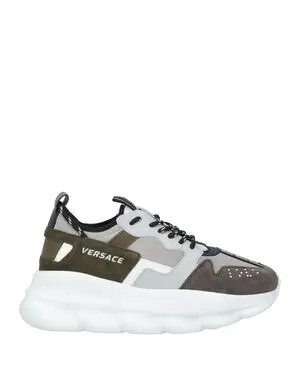 Versace Sneakers In Textile Fibers And Leather - Grey