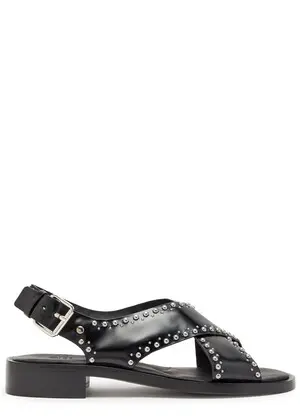 Church's Stud-embellished Glossed Leather Sandals - Black