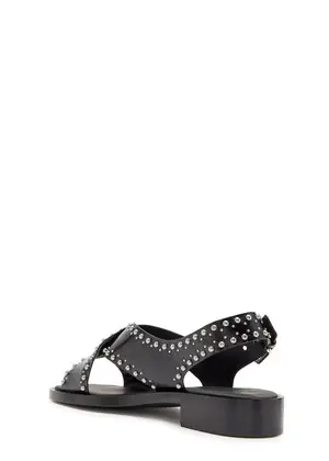 Church's Stud-embellished Glossed Leather Sandals - Black