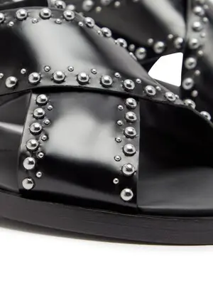 Church's Stud-embellished Glossed Leather Sandals - Black