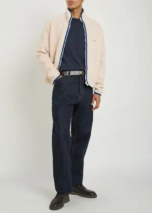 DRAKE'S Logo-embroidered Bouclé Jacket - Ecru