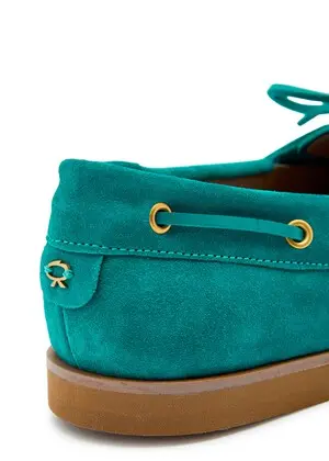 GIANVITO ROSSI Suede Lace-up Boat Shoes - Teal