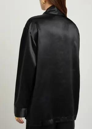 DELOS Gilbert Double-breasted Silk Jacket - Black
