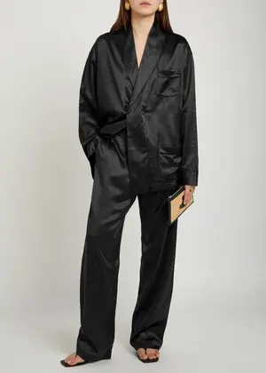 DELOS Gilbert Double-breasted Silk Jacket - Black