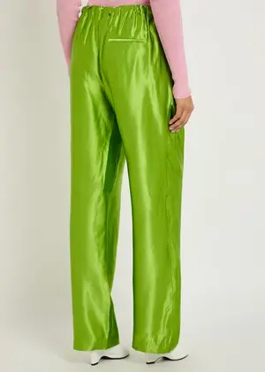 Khaite Rohen Straight-leg Satin Trousers - Green