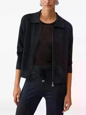 Liu Jo Lurex Zip-up Collared Sweater