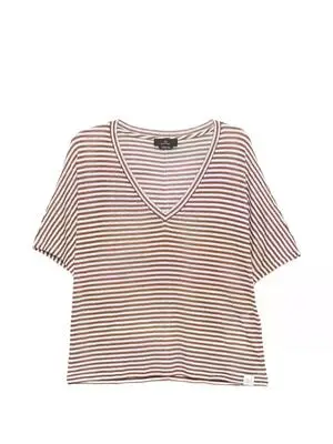 Peuterey Striped V-neck T-shirt - Brown