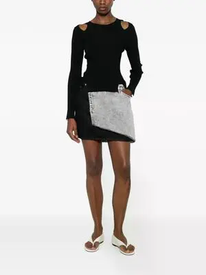 ROBERTO COLLINA Ribbed-knit Cut-out Top - Black