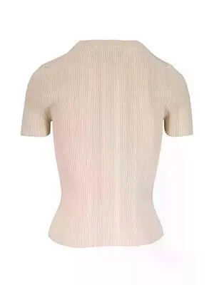 NILI LOTAN Italia Ribbed V-neck T-shirt - Neutrals
