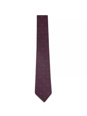 Zegna Geometric Patterned Silk Neck Tie - Red