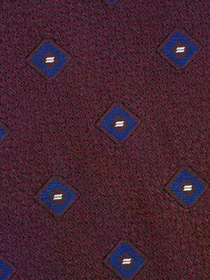 Zegna Geometric Patterned Silk Neck Tie - Red