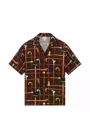Drole De Monsieur Spread-collar Print Shirt - Brown