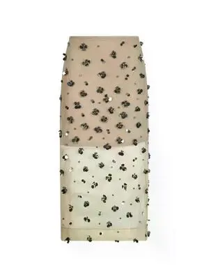 Liu Jo Floral Embellished Midi Skirt - Neutrals