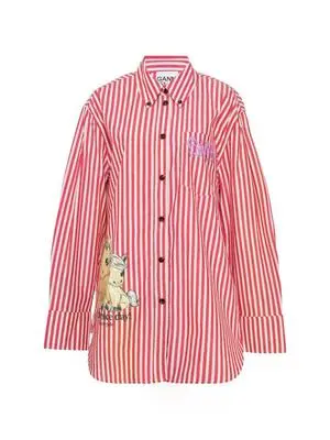 GANNI Striped Cotton Shirt