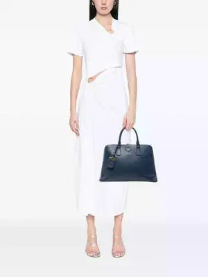 Prada Large Saffiano Lux Promenade Satchel - Blue
