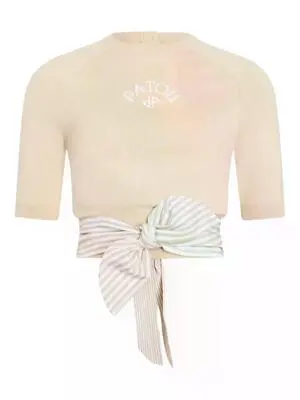 PATOU Short-sleeved T-shirt With Bow Detail - Neutrals