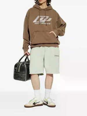 Off-White Logo Kangaroo-pocket Hoodie - Brown