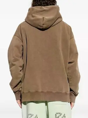 Off-White Logo Kangaroo-pocket Hoodie - Brown
