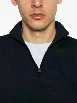 Canali Zip Mock Neck Sweater - Blue