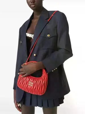 Miu Miu Wander Matelassé Nappa Leather Bag - Red