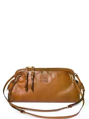 Miu Miu Caprice Leather Clutch - Brown