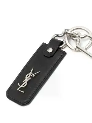 Saint Laurent Cassandre-plaque Leather Keyring