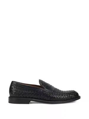 DOUCAL'S Woven Penny Loafers - Black
