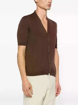 LUIGI GENTILE Button V-neck Cardigan - Brown