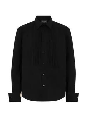 BILLIONAIRE Pleated Tuxedo Shirt - Black