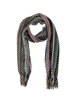 Missoni Chevron Fringed Scarf - Black