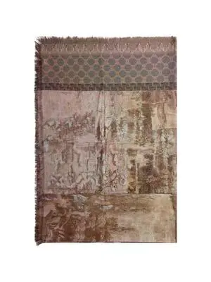 PIERRE-LOUIS MASCIA Fringed Patterned Scarf - Neutrals