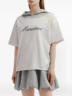 MINI CREAM Hooded Raw-cut Dress