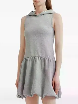 MINI CREAM Hooded Raw-cut Dress