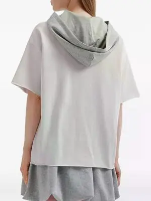 MINI CREAM Hooded Raw-cut Dress