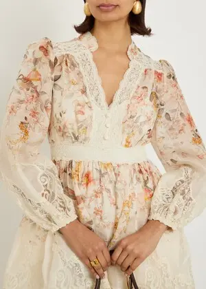 Zimmermann Luna Lace-trimmed Linen-blend Mini Dress