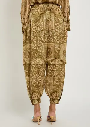 Zimmermann Luna Paisley-print Silk Trousers - Olive