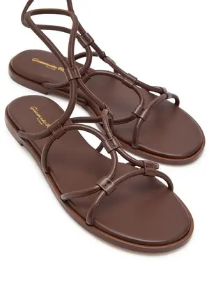 GIANVITO ROSSI Woven Leather Sandals - Brown
