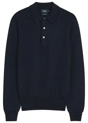 DRAKE'S Merino Wool Polo Jumper