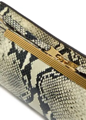 Khaite Donna Snake-effect Leather Clutch - Natural