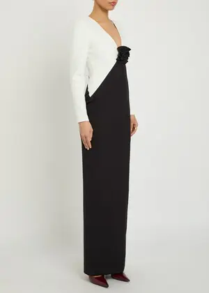 Roland Mouret Colour-blocked Crepe Maxi Dress